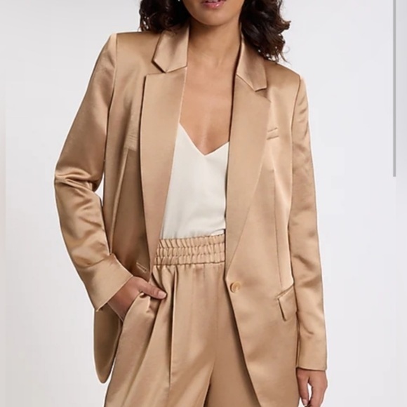 Express | Jackets & Coats | Copy Chic Satin Blazer And Pants Set In ...